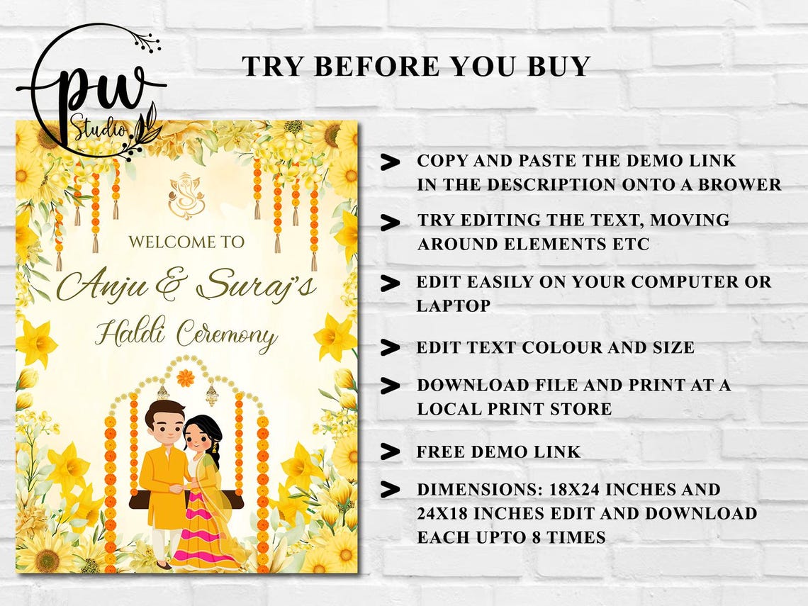 Haldi Welcome Sign, Indian Ceremony Poster (digital Download) - Etsy