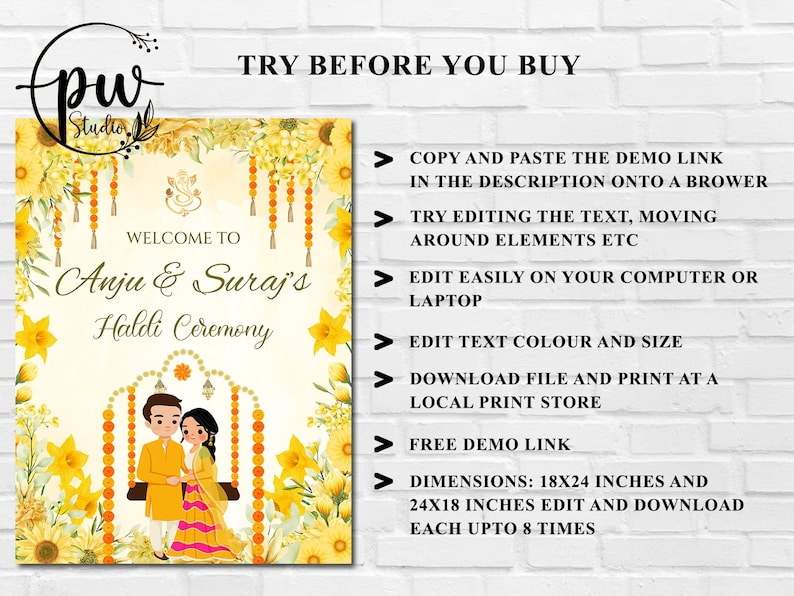 Haldi Welcome Sign, Indian Ceremony Poster (digital Download) - Etsy