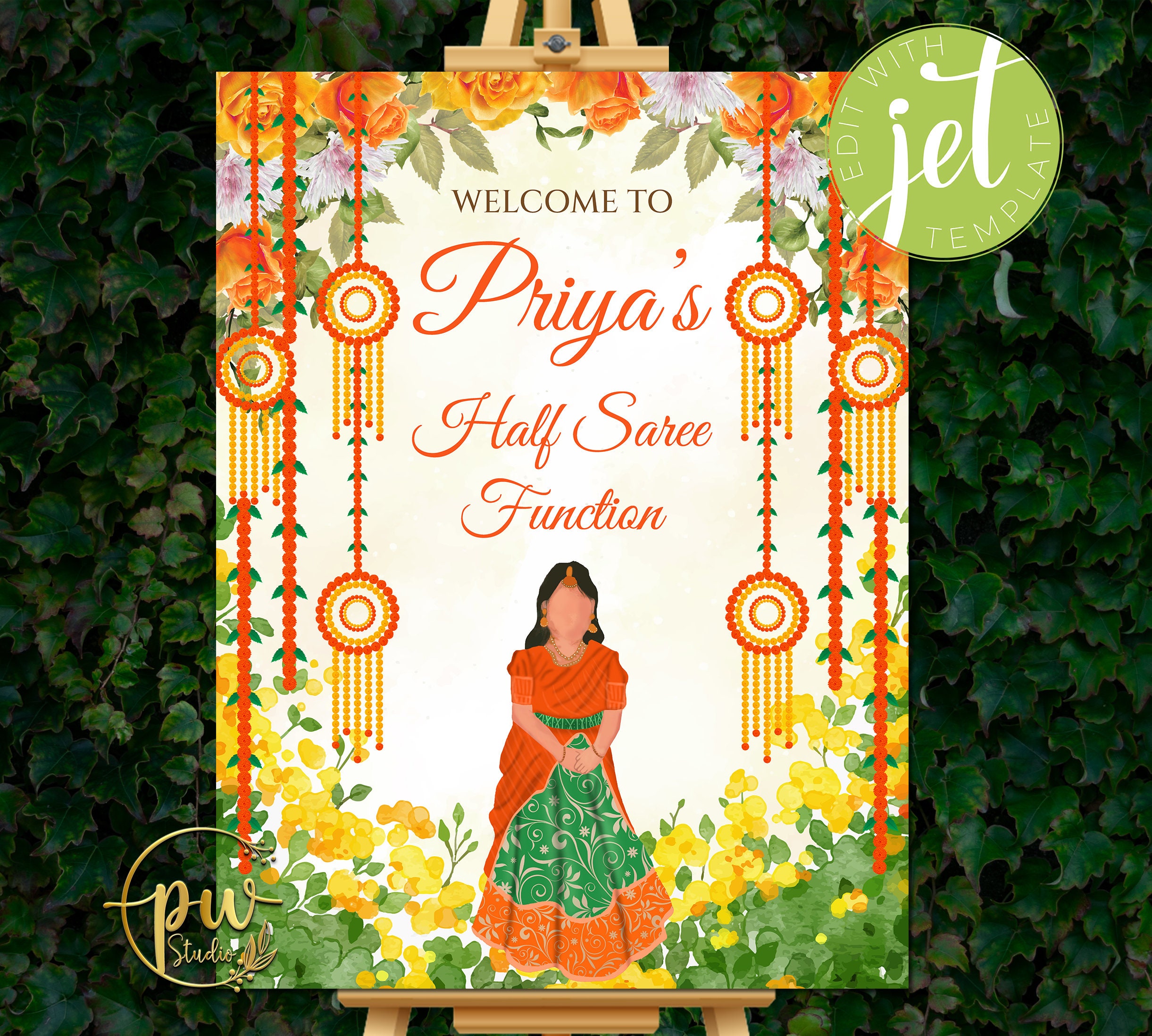 Half Saree Signs as Welcome Sign Half Saree, Half Saree Function Sign ...