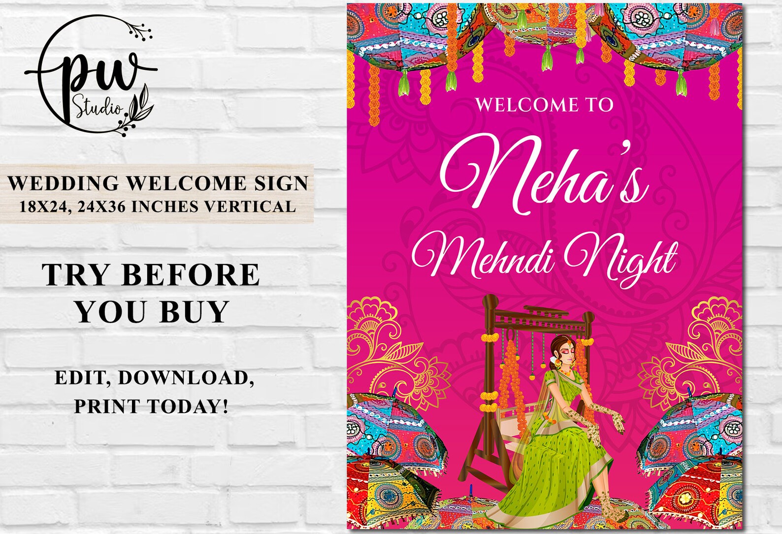 Mehndi Decor Signs as Mehndi Signs, Mendhi Umbrella Decor as Mehendi ...