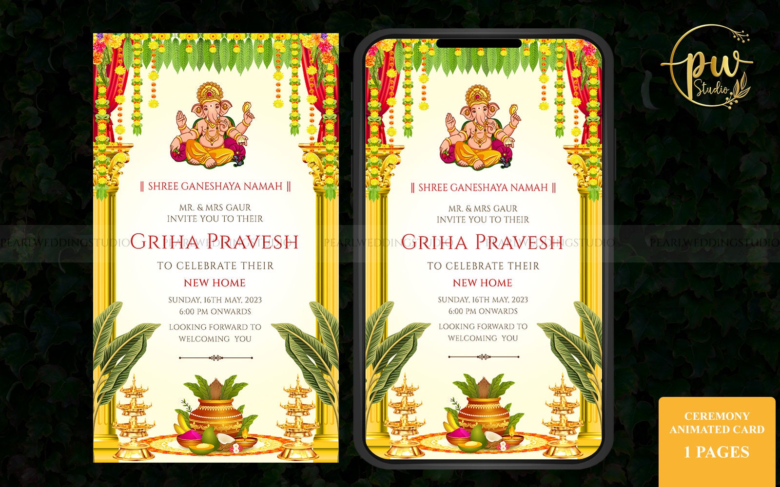 Gruhapravesham Invitation & Grihapravesh Invite, Indian Housewarming ...