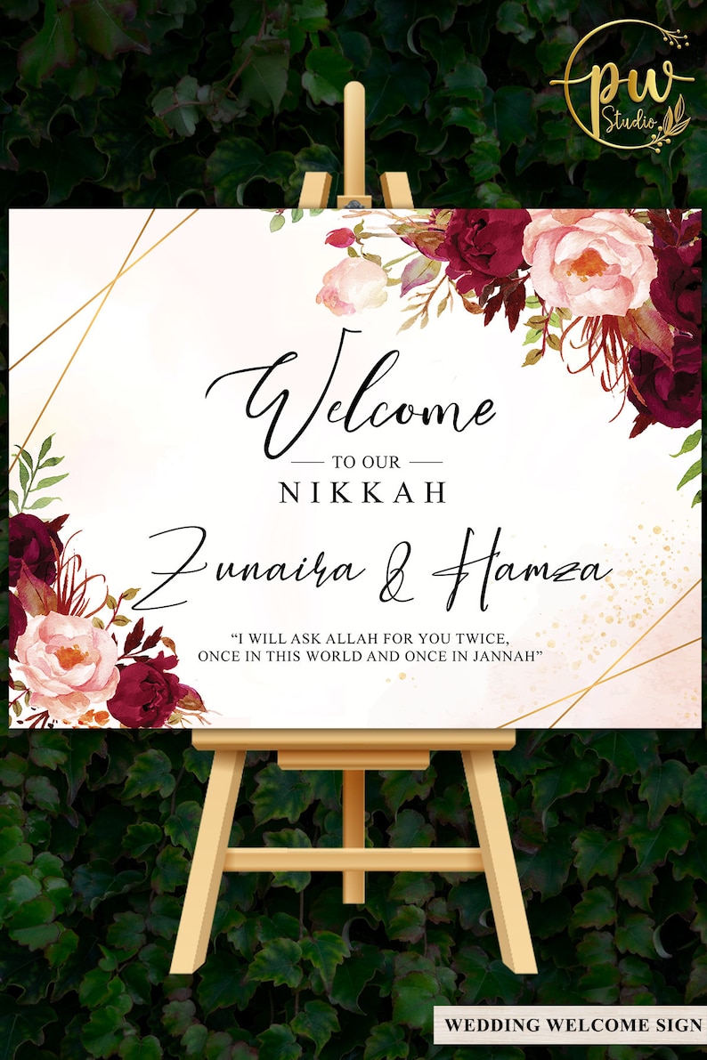 Muslim Wedding Sign as Nikah Welcome Sign, Mendhi Welcome Signage ...