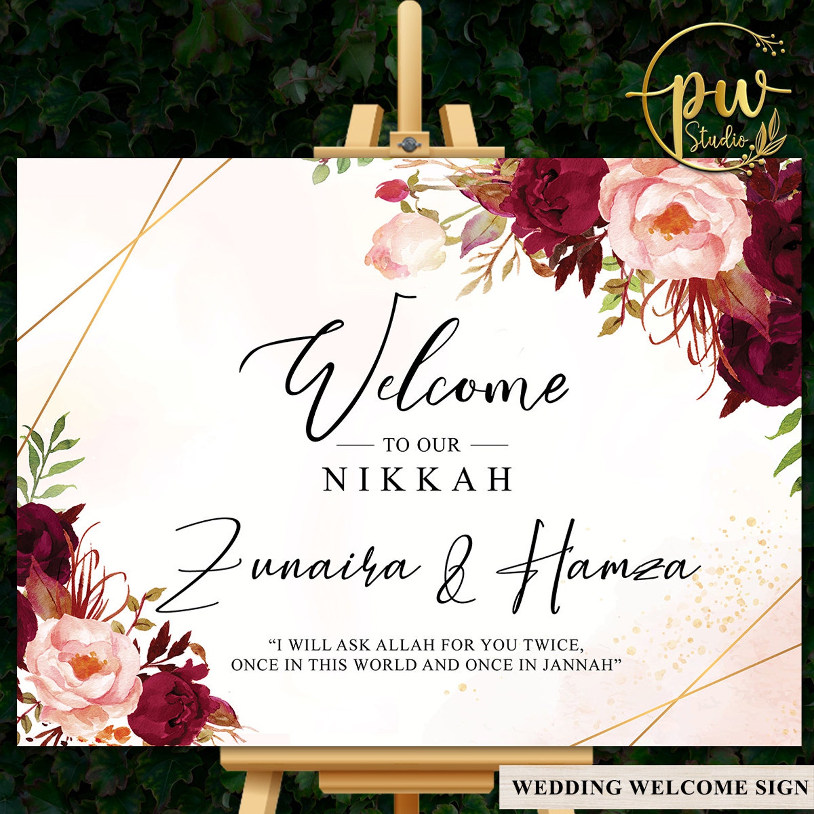 Muslim Wedding Sign as Nikah Welcome Sign, Mendhi Welcome Signage ...