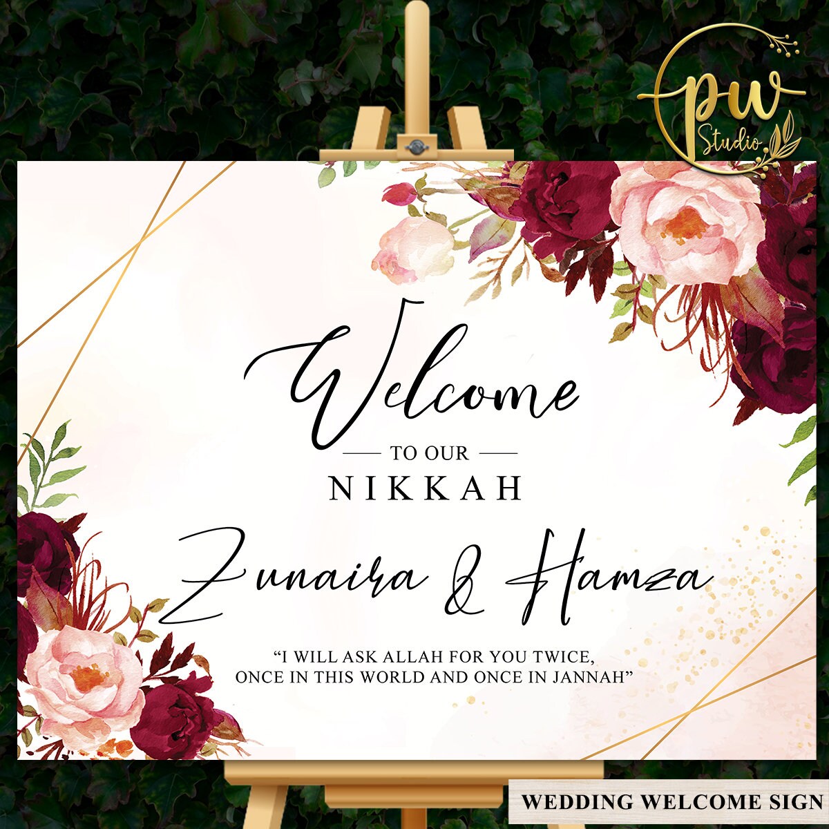Muslim Wedding Sign as Nikah Welcome Sign, Mendhi Welcome Signage ...