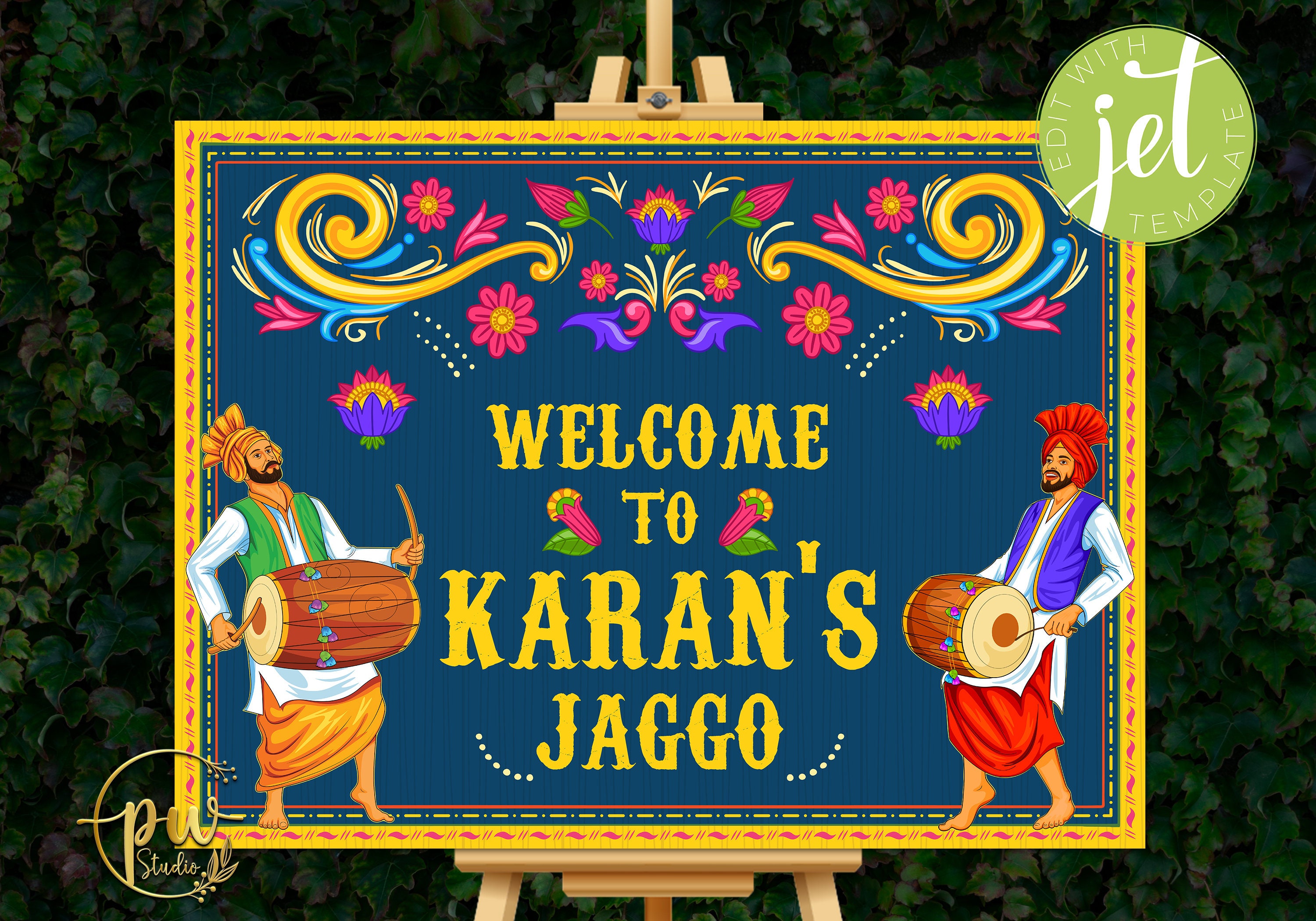 Sikh Wedding Decor Sign, Jago Sign Welcome as Jago Welcome Sign as ...