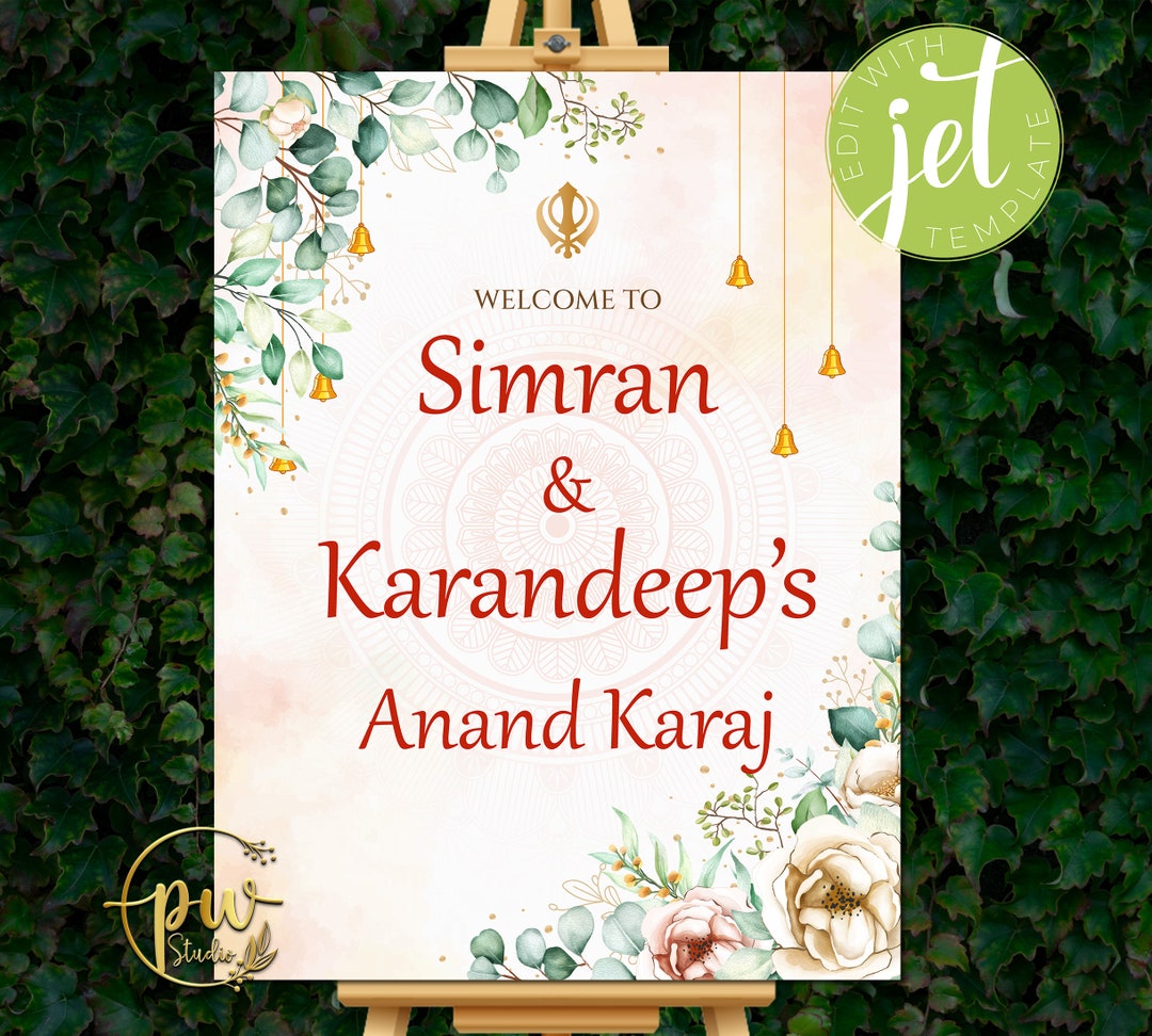 Sikh Welcome Signs & Sikh Wedding Welcome Signs as Anand Karaj Signage ...