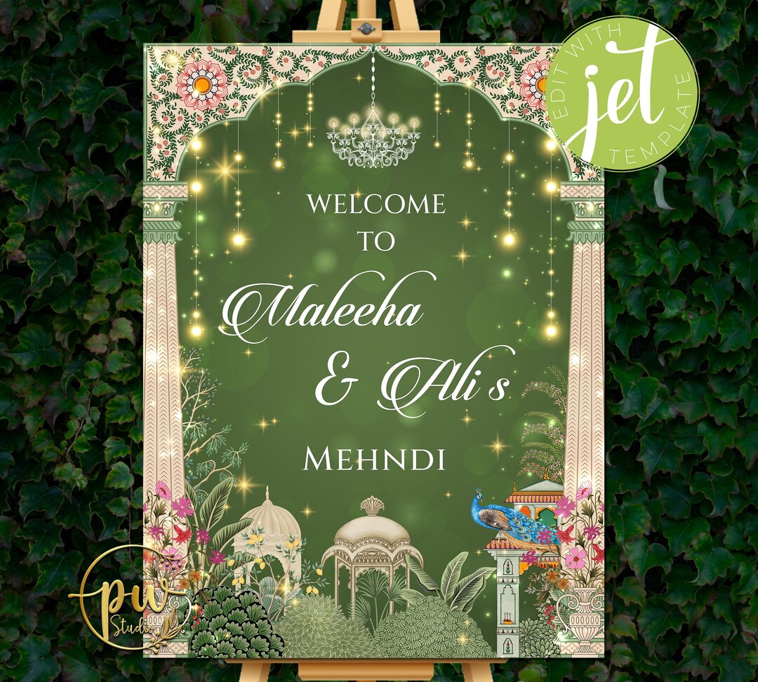 Mehendi Welcome Sign, Mehndi Sign as Mehendi Signs, Mendhi Welcome Sign ...