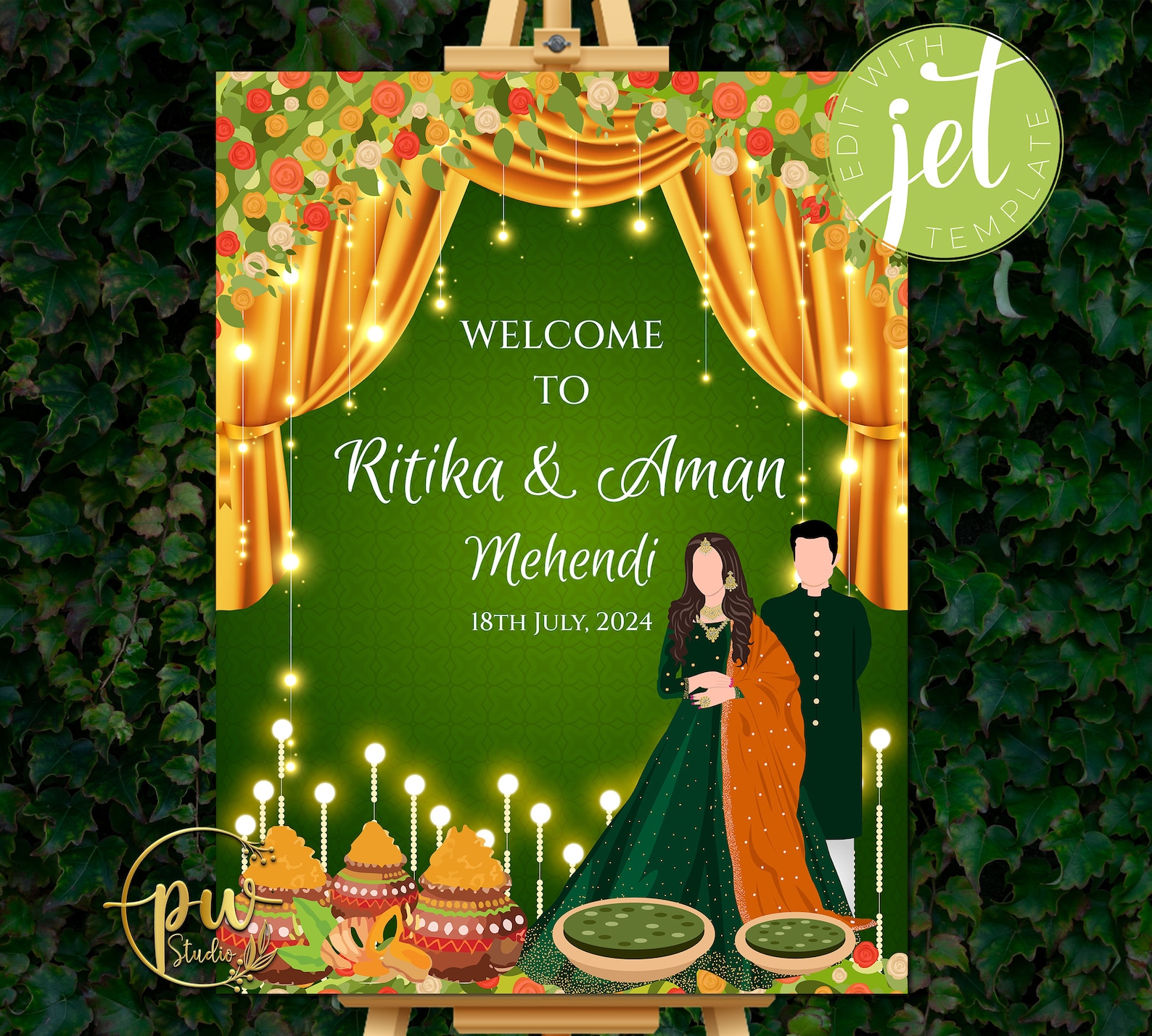 Mehndi Welcome Signs & Mendhi Decor Sign Umbrella, Mehndi Signs as ...