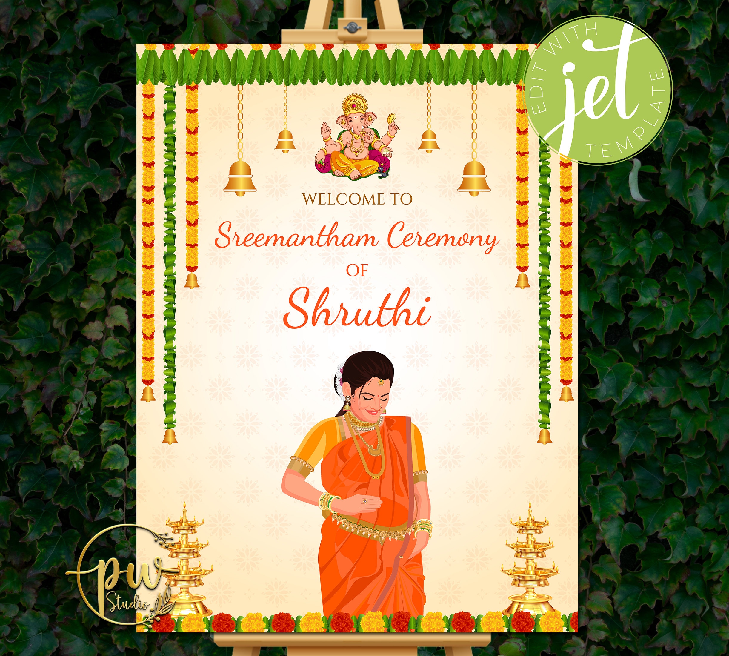 Seemantham Welcome Sign Sreemantham Welcome Sign, Indian Baby Shower ...