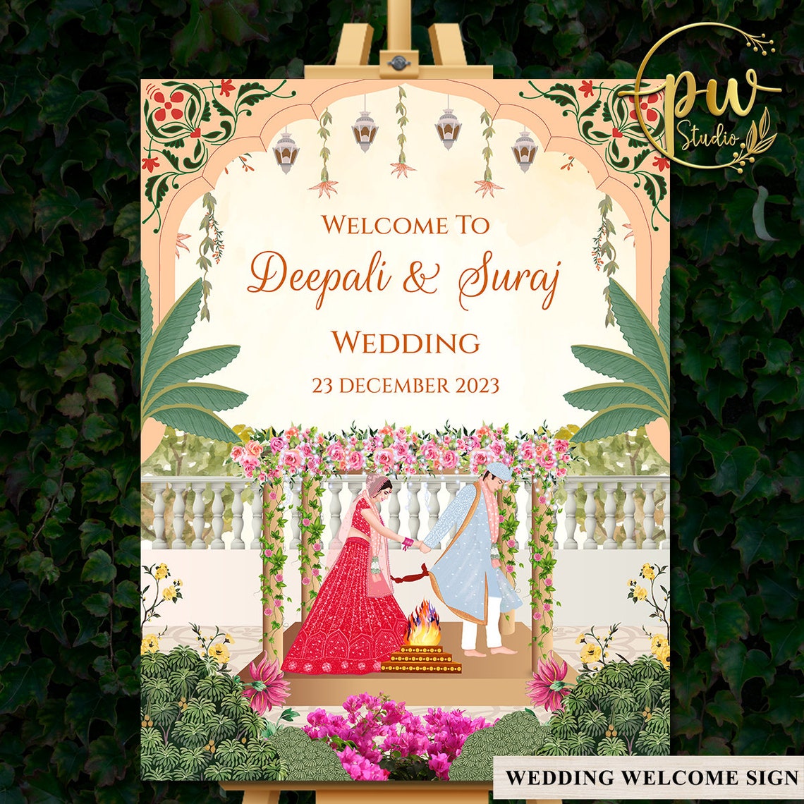 Indian Wedding Welcome Sign, Hindu Wedding Welcome Sign, Indian Wedding ...
