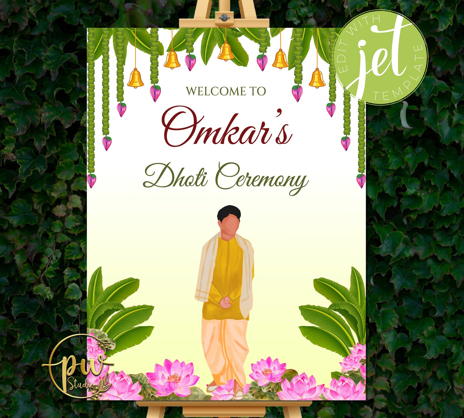 Dhoti Function Signs & Dhoti Ceremony Welcome Sign, South Indian Dhoti ...