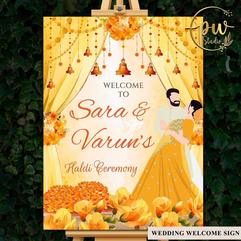 Haldi Welcome Board & Welcome to Haldi Sign Pithi Welcome Sign as Haldi ...