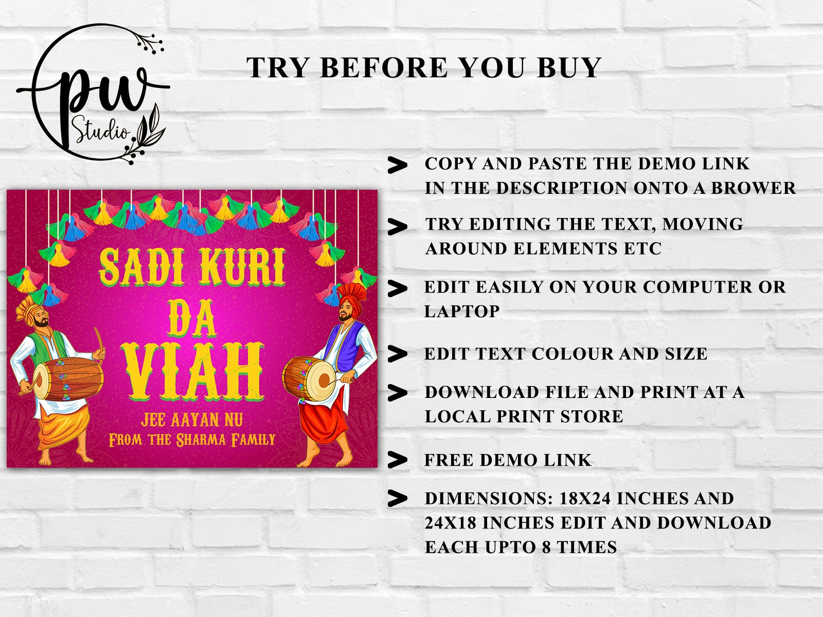 Punjabi Wedding Welcome Sign as Punjabi Wedding Decor Sign, Punjabi ...