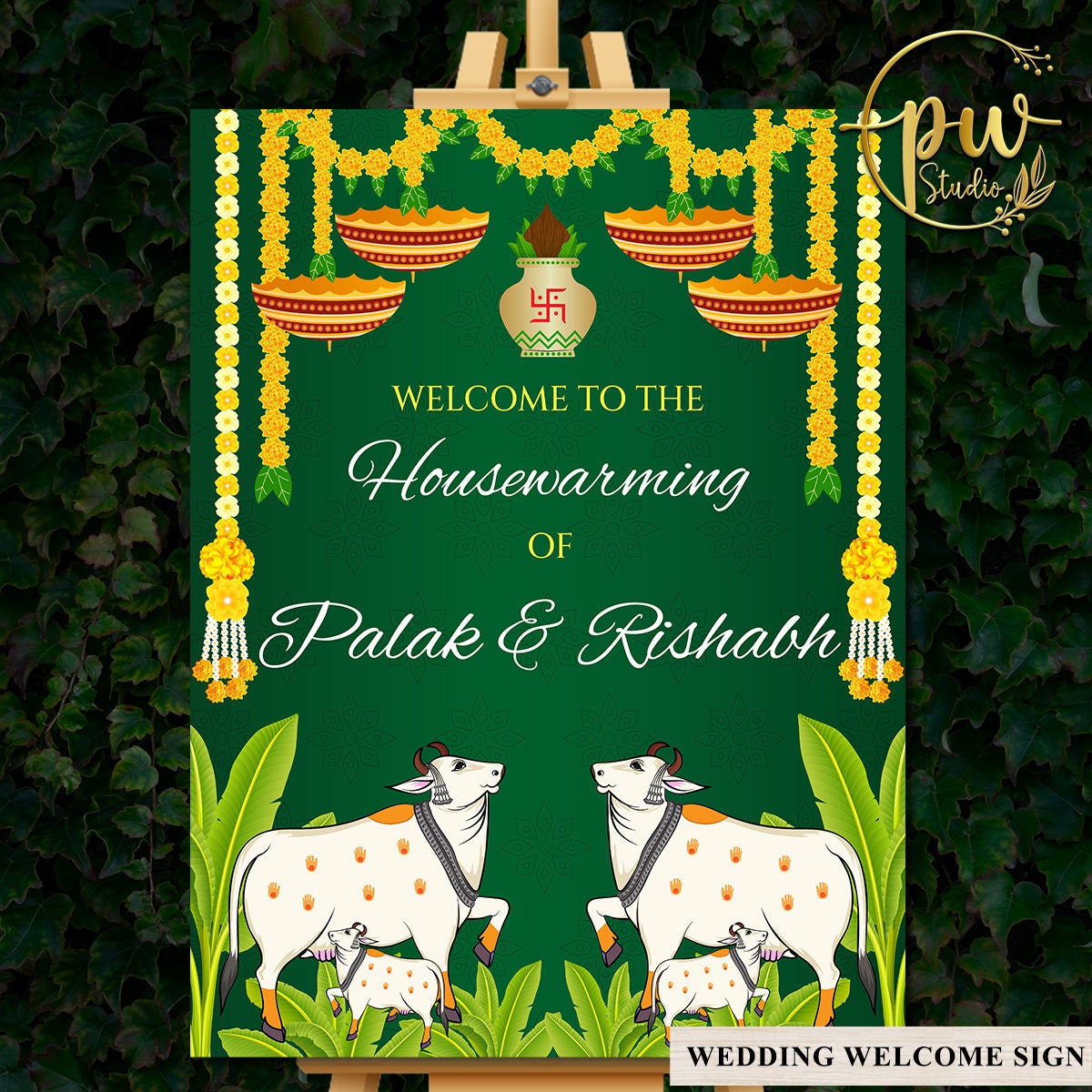 Gruhapravesam Sign With Cow & Gruhapravesham Sign, Indian Housewarming ...