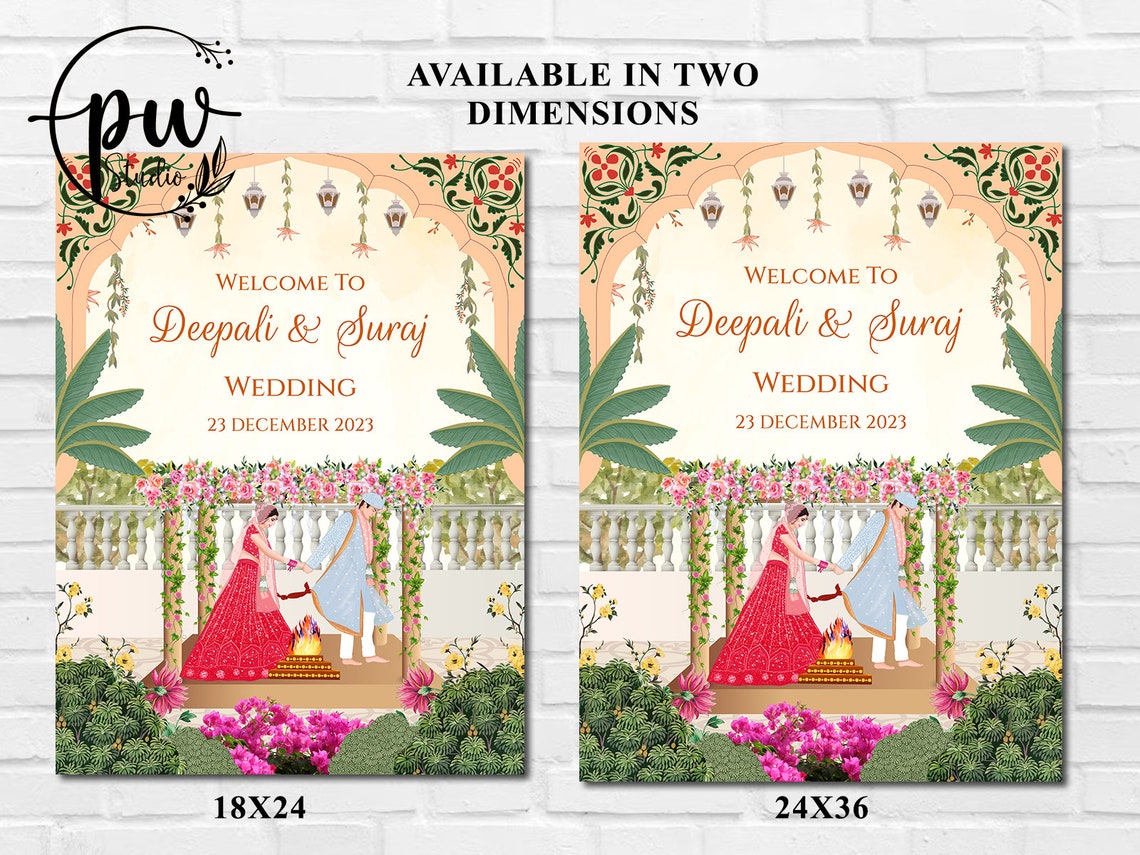 Indian Wedding Welcome Sign, Hindu Wedding Welcome Sign, Indian Wedding ...