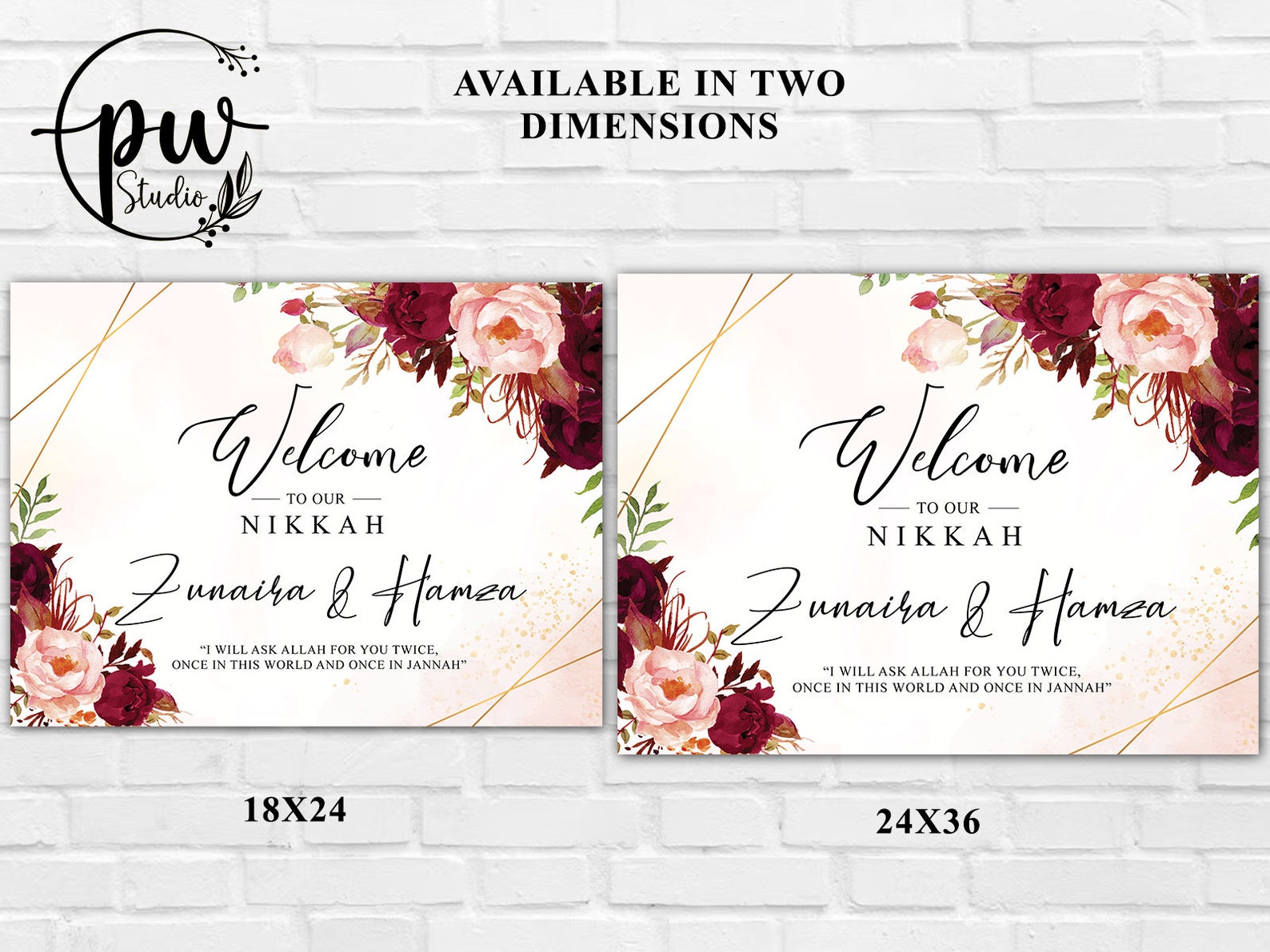 Floral Nikah Welcome Sign, Muslim Wedding, Mendhi Signage (digital ...