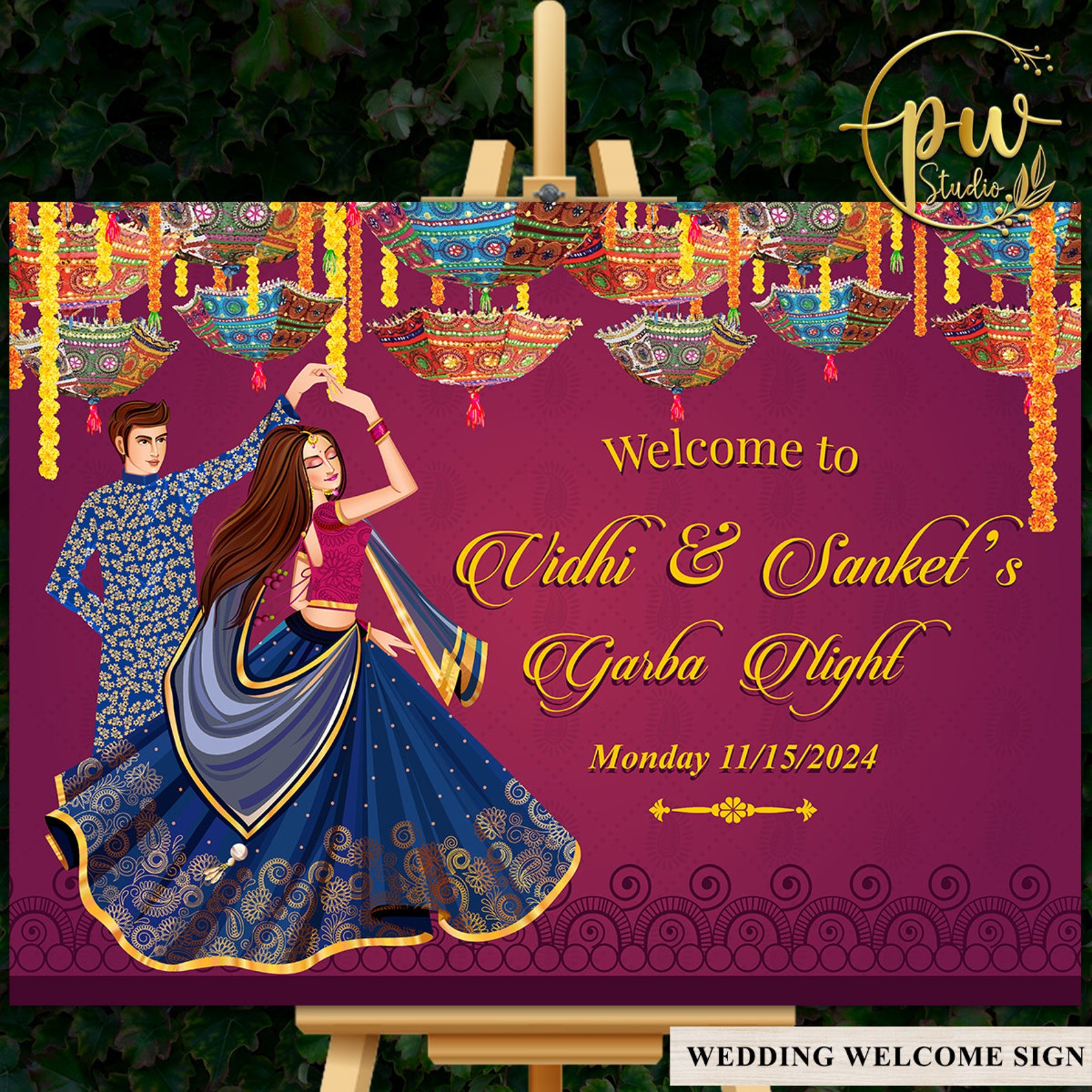 Welcome Garba Wedding Sign Navratri Welcome Signs as Dandiya Welcome ...