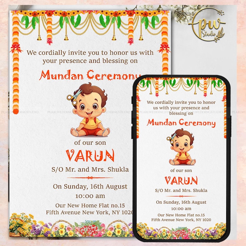 Baby Boy Mundan Ceremony Invitation | Chudakarana, Choulam, Mundanam ...