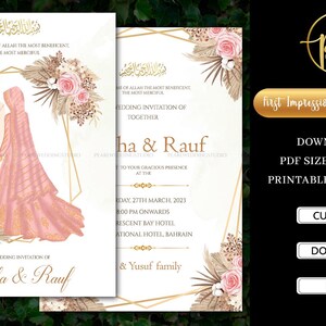 Digital Islamic Walima Card Muslim Invitations, Nikkah Invite Arabic ...