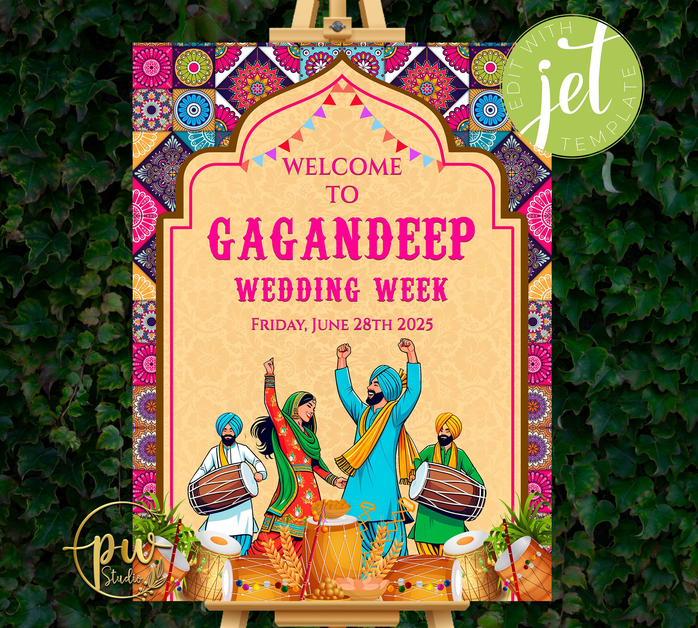 Punjabi Wedding Sign Viah Wala Ghar Sikh Wedding Welcome Sign & Punjabi ...