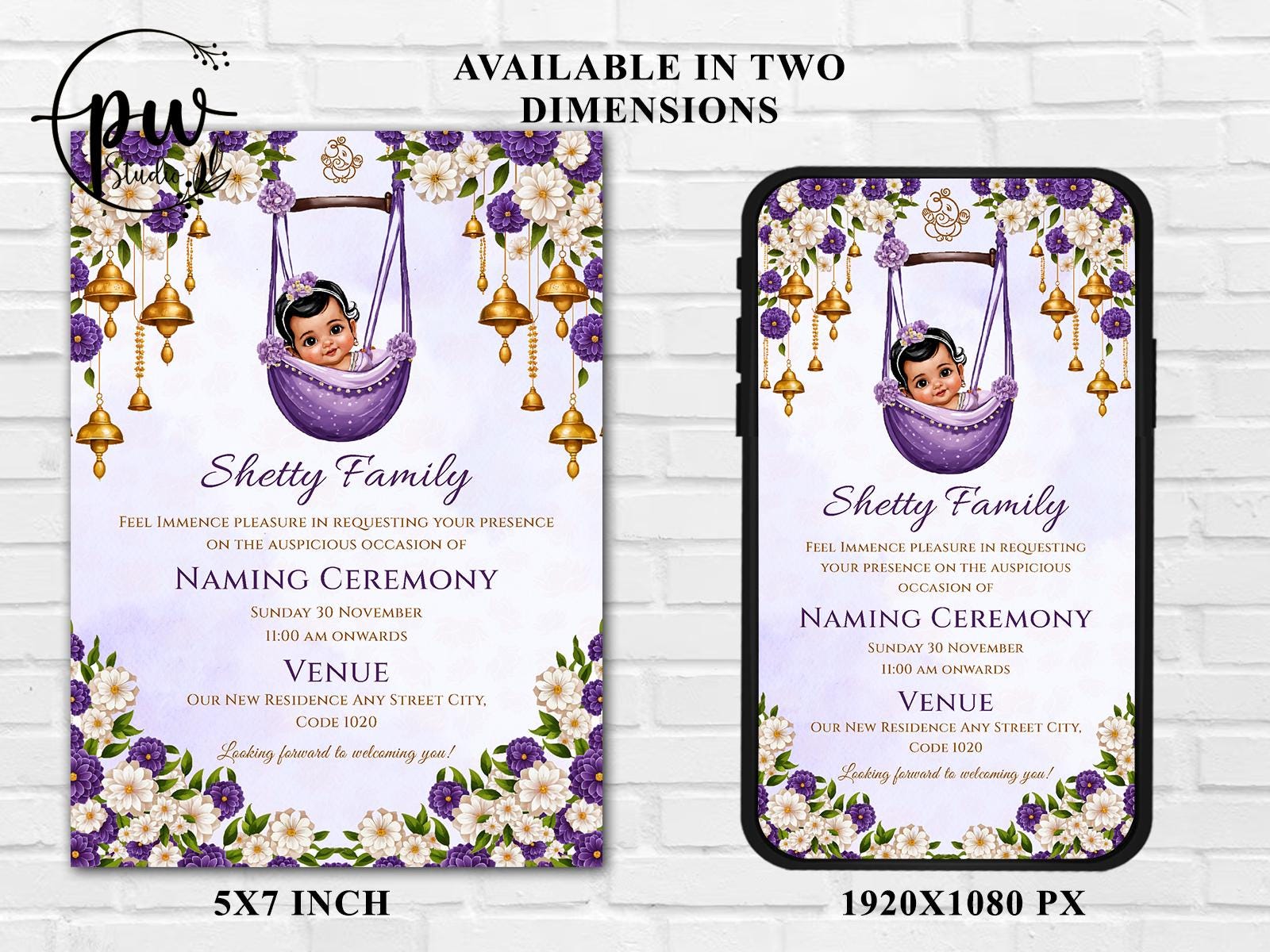 Editable Cradle Ceremony Invitation Card | Baby Cradle Photo Invitation ...