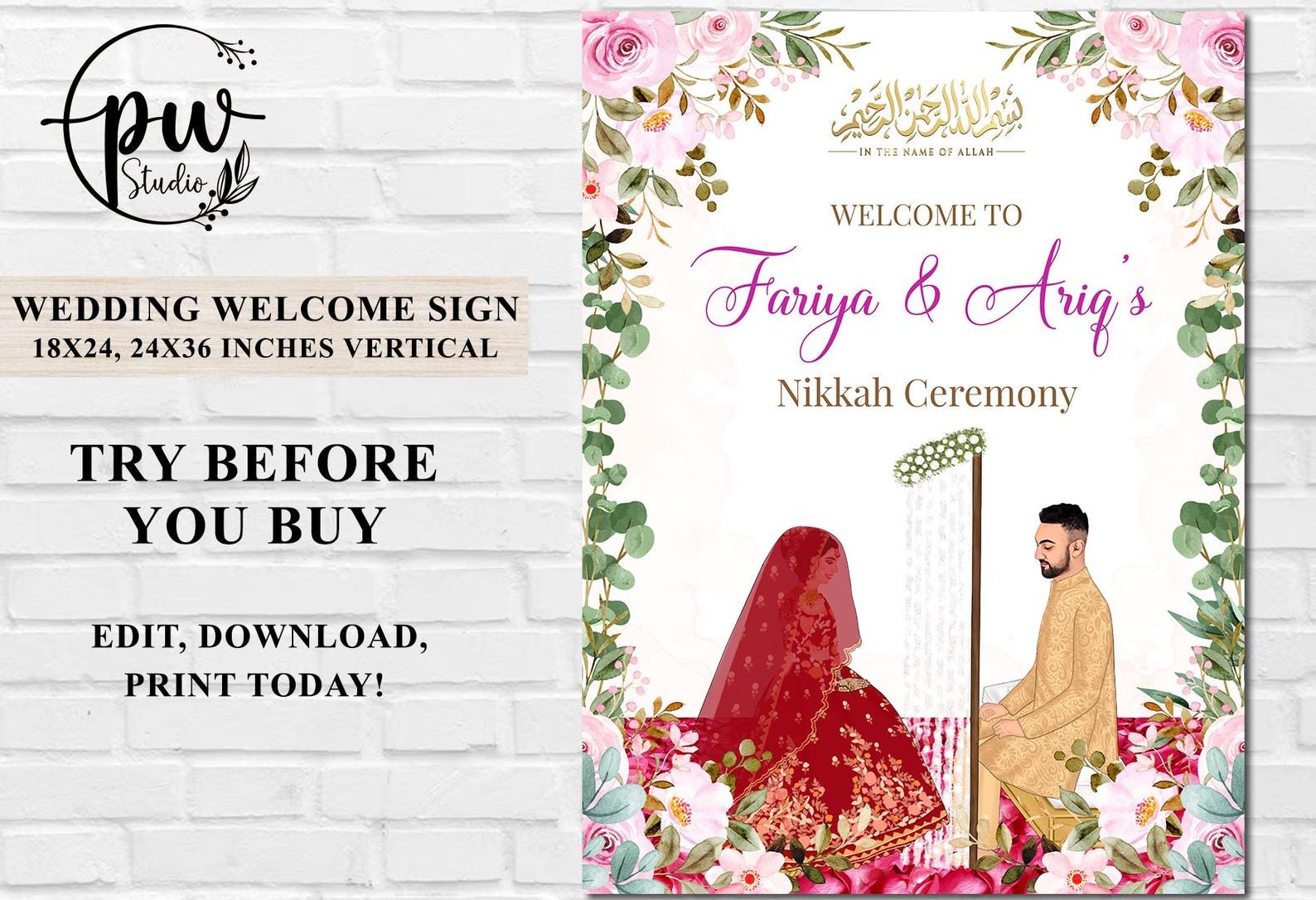 Nikkah Signages, Muslim Wedding Sign as Nikah Welcome Sign, Muslim ...