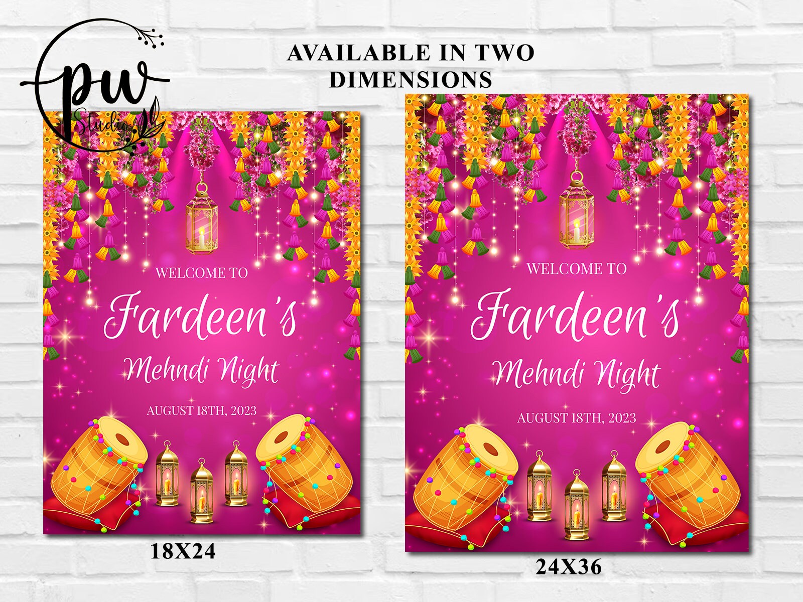 Mehendi Welcome Sign & Mehndi Decor, Mendhi Poster as Mehndi Decor ...