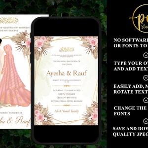 Digital Islamic Walima Card Muslim Invitations, Nikkah Invite Arabic ...
