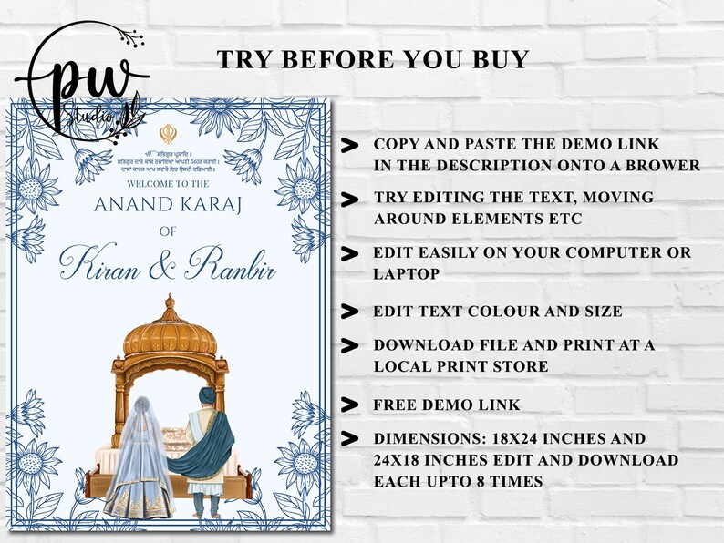 Anand Karaj Signs, Sikh Welcome Signs & Sikh Wedding Welcome Signs as ...