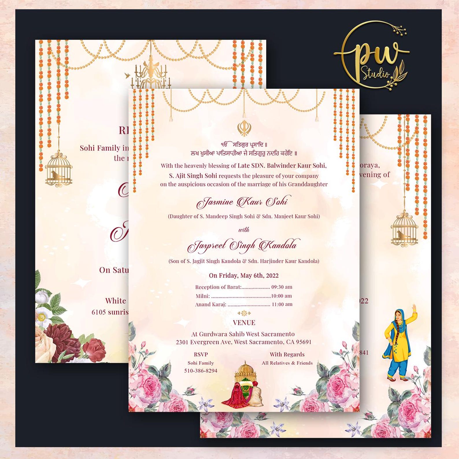 Sikh Wedding Invite & Indian Wedding Cards, Anand Karaj Cards Sikh as ...