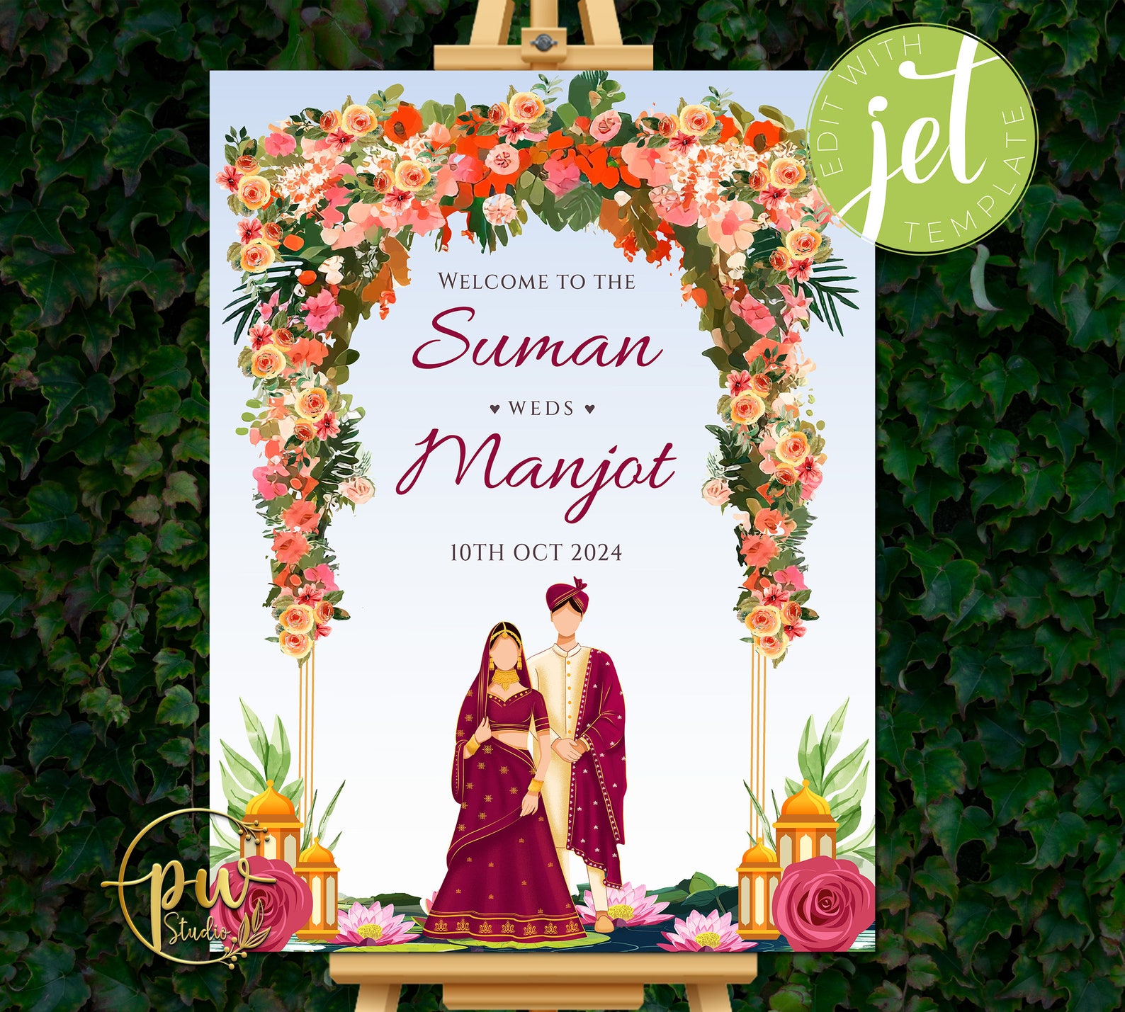 Indian Wedding Sign, Indian Welcome Board as Phera Welcome Sign as ...