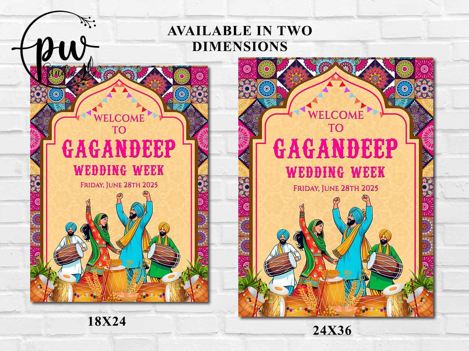 Punjabi Wedding Sign Viah Wala Ghar Sikh Wedding Welcome Sign & Punjabi ...