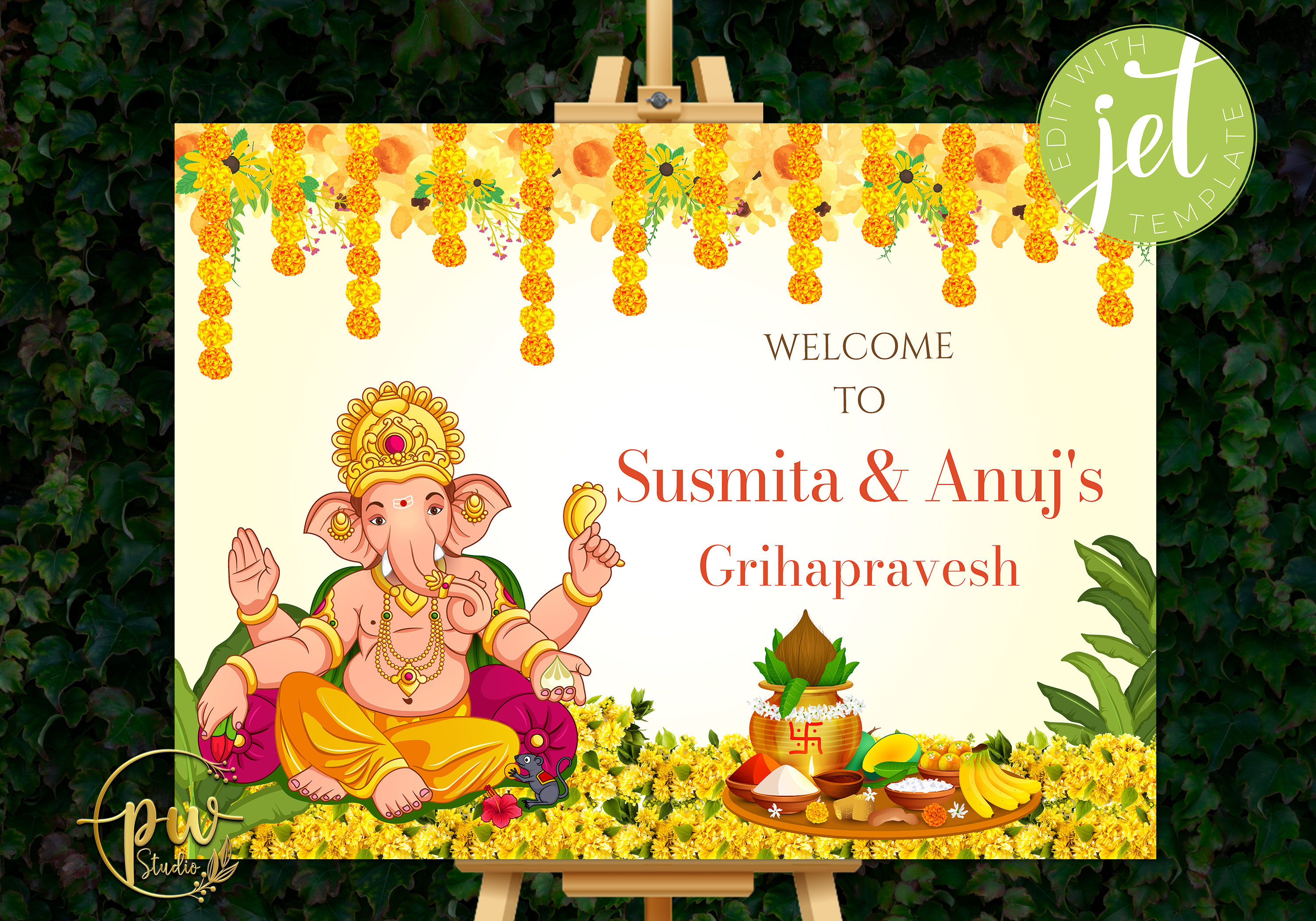 Ganesh Puja Signs & Ganesha Welcome Signs, Indian Housewarming Welcome ...