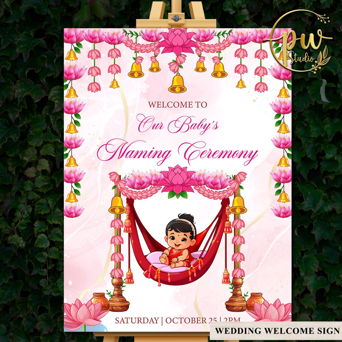 Baby Naming Ceremony Welcome Sign Cradle Ceremony Sign, Namkaran ...