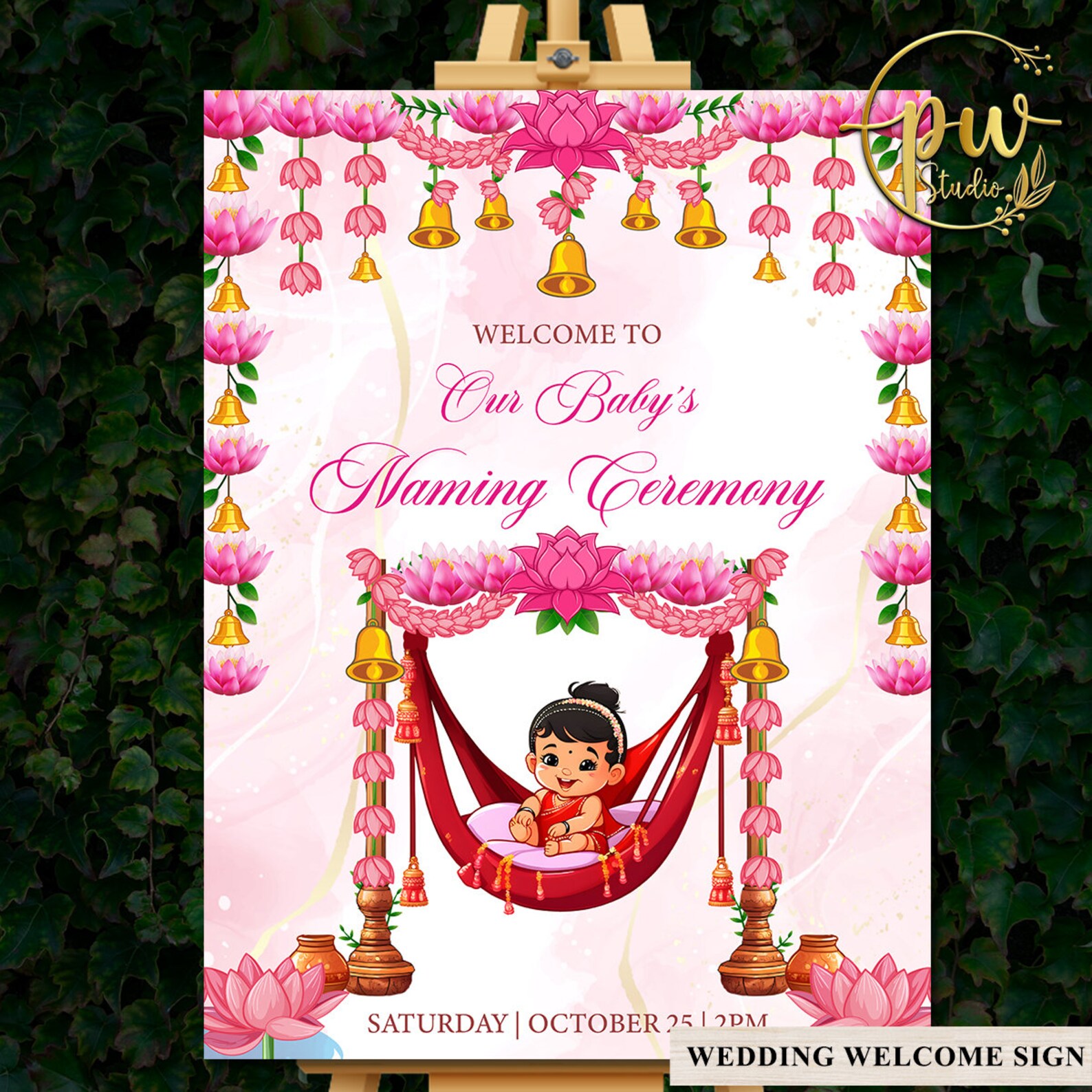 Baby Naming Ceremony Welcome Sign Cradle Ceremony Sign, Namkaran ...