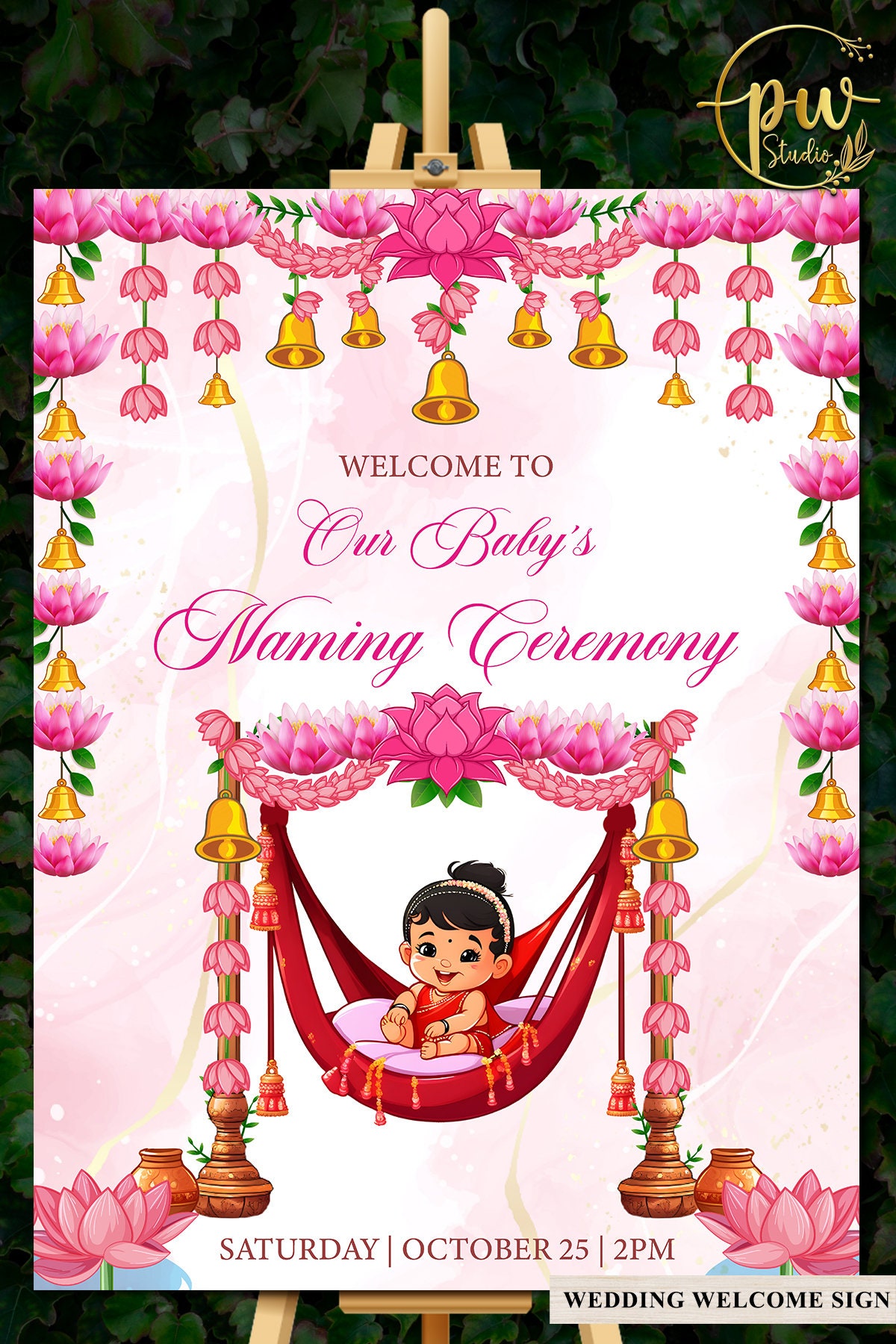 Baby Naming Ceremony Welcome Sign Cradle Ceremony Sign, Namkaran ...