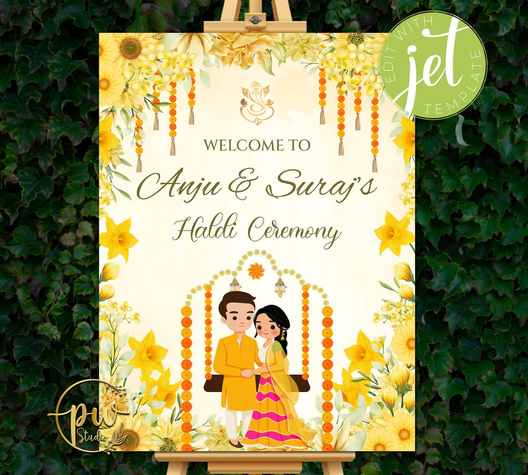 Haldi Welcome Sign, Indian Ceremony Poster (digital Download) - Etsy
