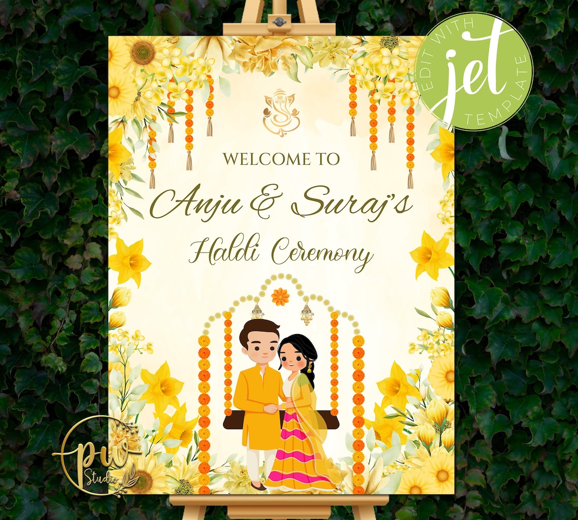 Haldi Posters as Welcome to Haldi Signs & Haldi Welcome Signs, Haldi ...