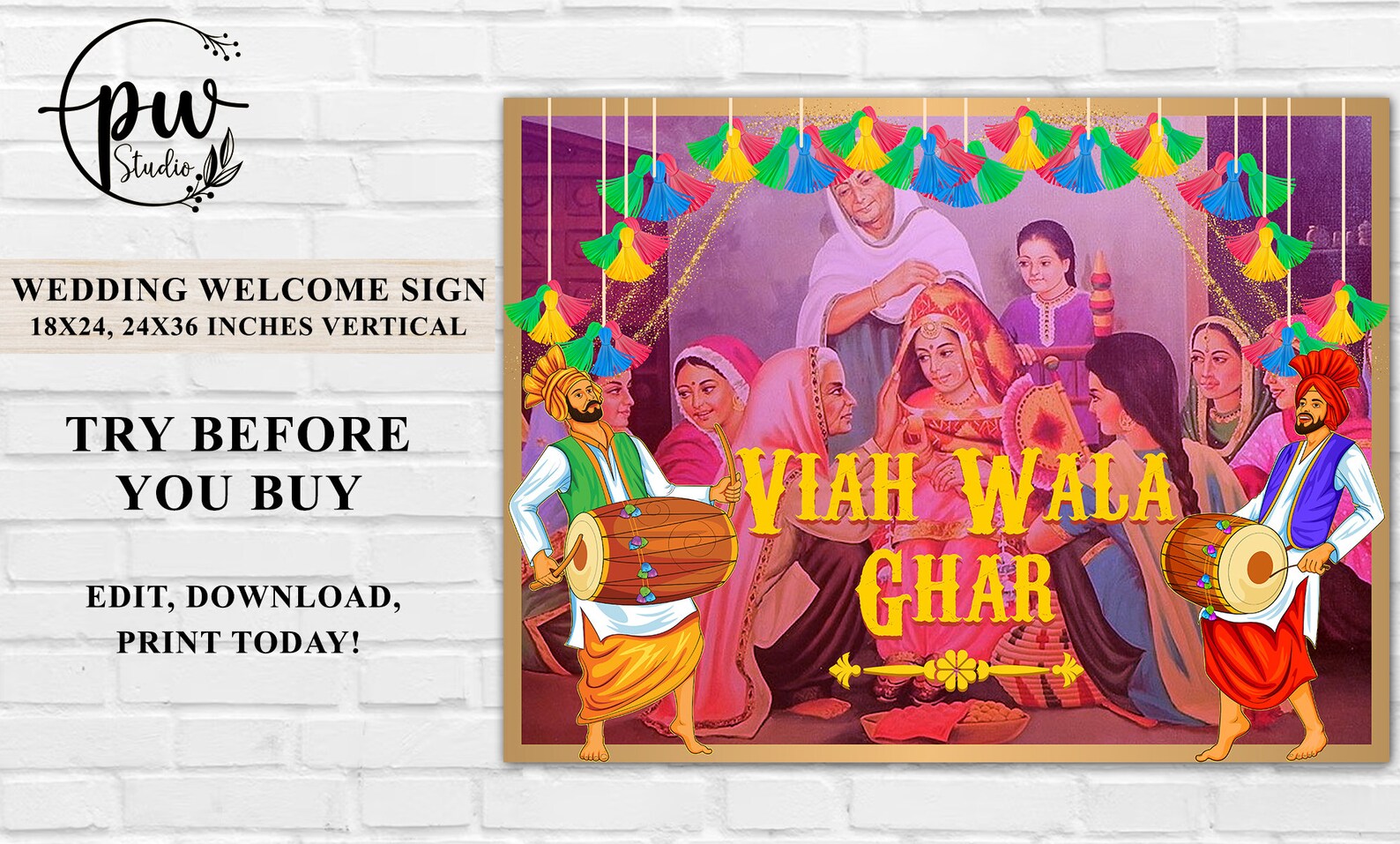 Sadi Kuri Da Viah Wala Ghar Jago Welcome Sign, Sade Munde Da Viah as ...