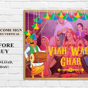 Sadi Kuri Da Viah Wala Ghar Jago Welcome Sign, Sade Munde Da Viah as ...