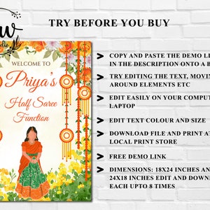 Half Saree Signs as Welcome Sign Half Saree, Half Saree Function Sign ...