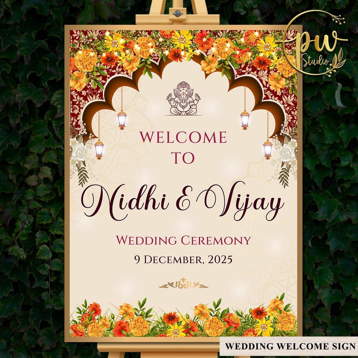 Indian Wedding Decor & Hindu Welcome Signs, Indian Welcome Wedding Sign ...