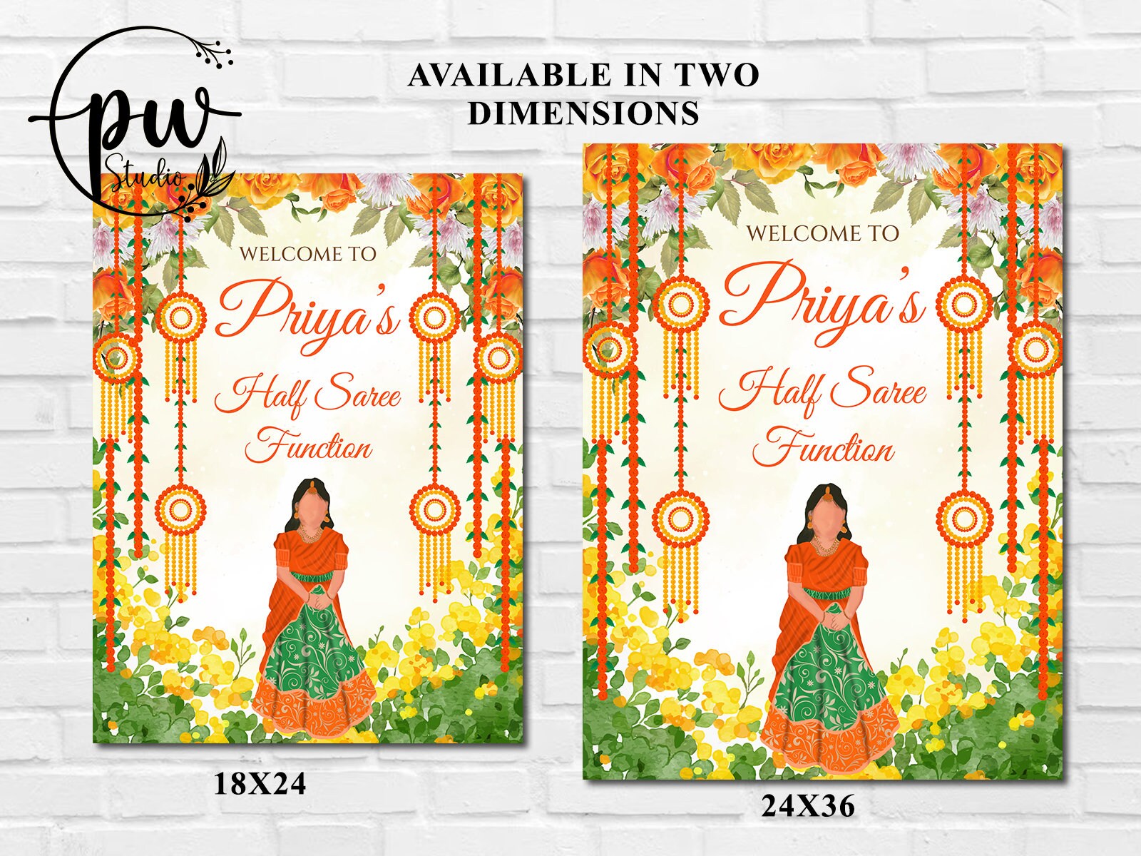 Half Saree Signs as Welcome Sign Half Saree, Half Saree Function Sign ...