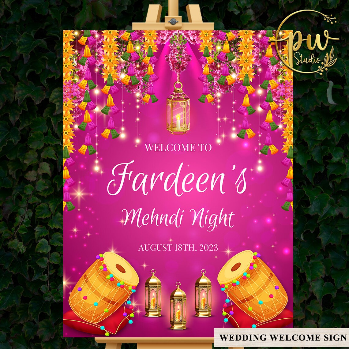 Mehendi Welcome Sign & Mehndi Decor, Mendhi Poster as Mehndi Decor ...