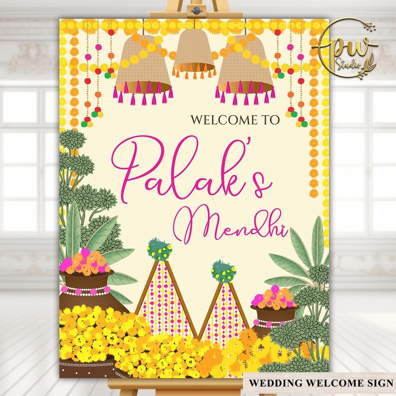 Mehndi Welcome Sign, Indian Wedding Decor (digital Template) - Etsy