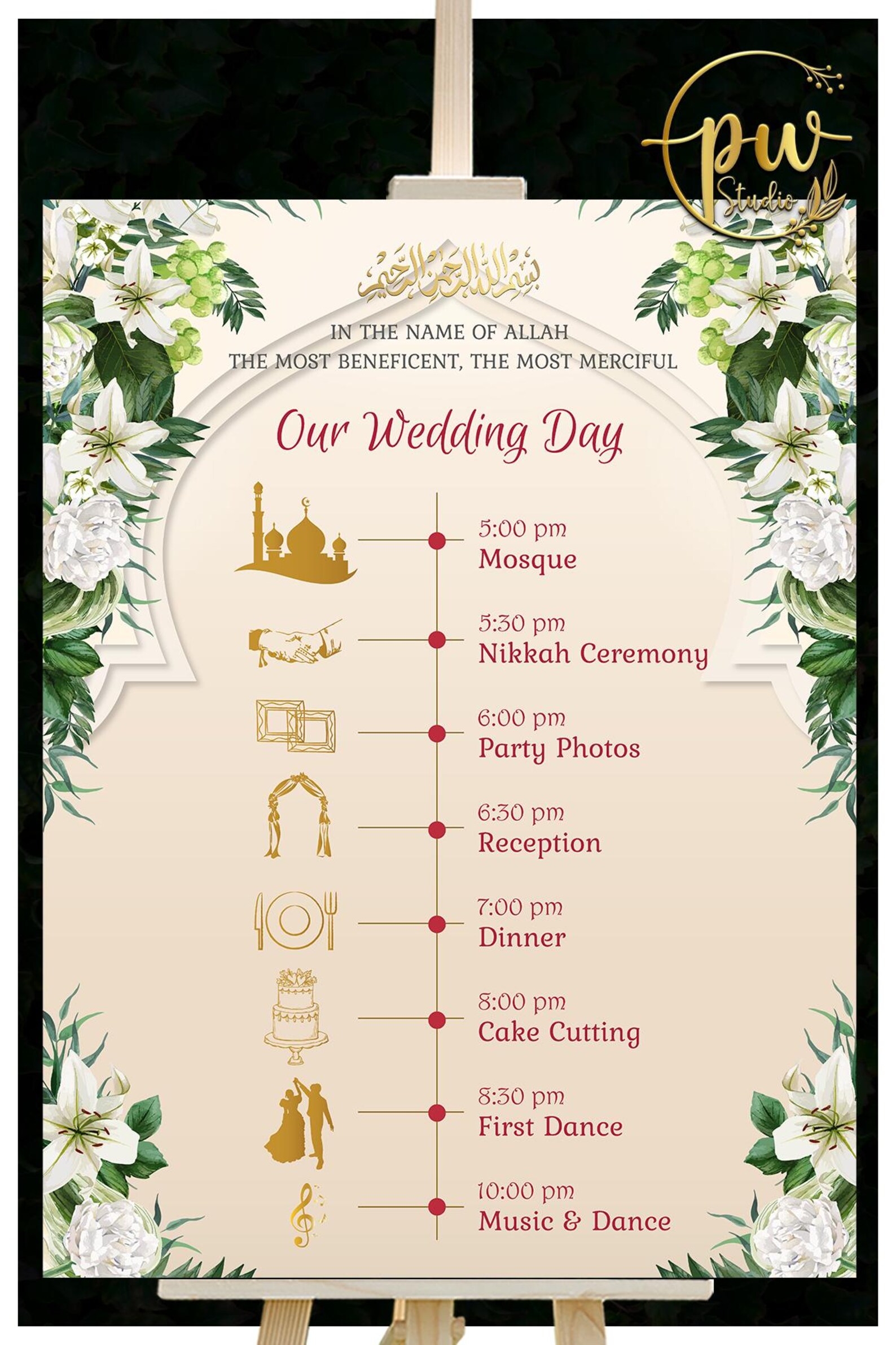 Muslim Wedding Program, Nikkah Program Wedding & Nikkah Timeline ...