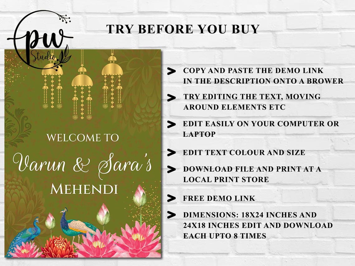 Mehendi Welcome Signs as Mehendi Decor, Mehndi Posters & Mehndi Welcome ...