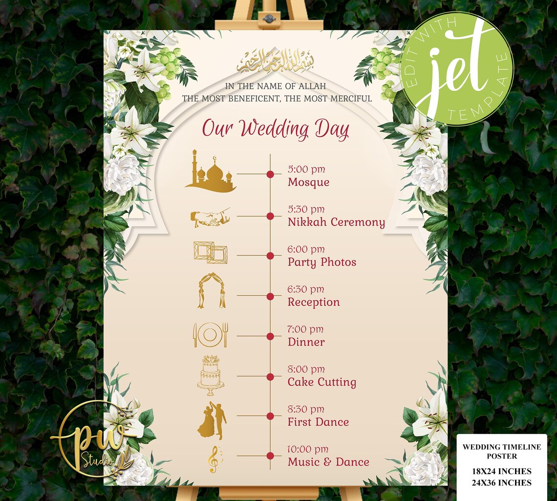 Muslim Wedding Program, Nikkah Program Wedding & Nikkah Timeline ...