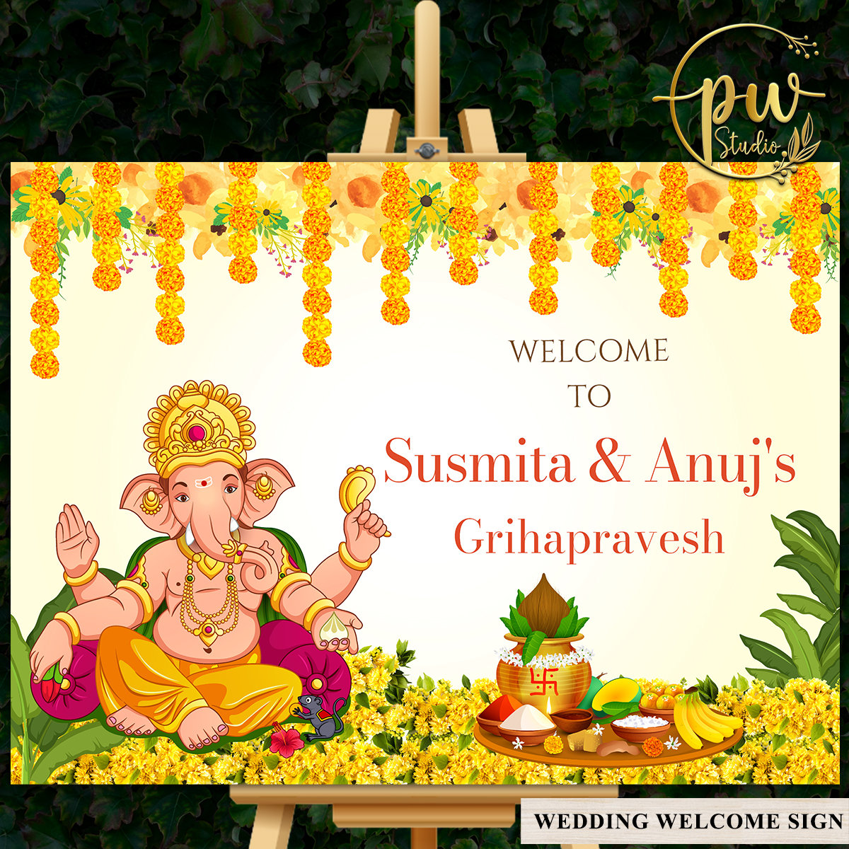 Ganesh Puja Signs & Ganesha Welcome Signs, Indian Housewarming Welcome ...