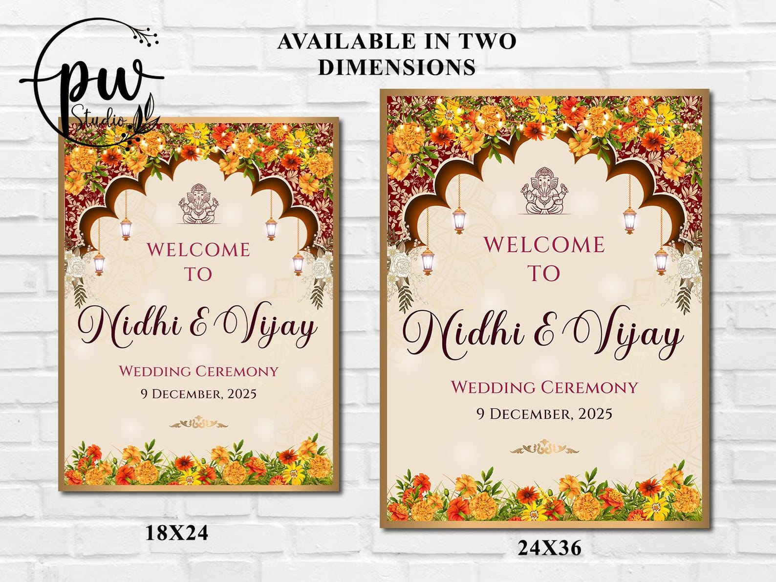 Indian Wedding Decor & Hindu Welcome Signs, Indian Welcome Wedding Sign ...